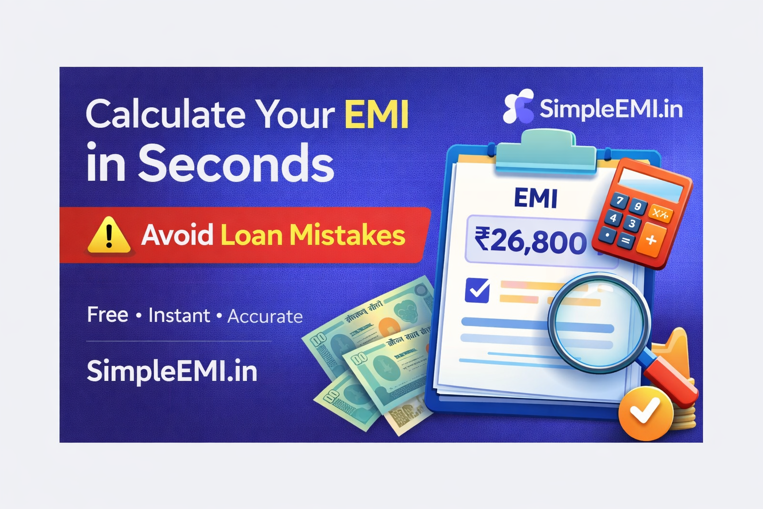 Loan EMI Calculator (2026) – Check Monthly EMI in Seconds